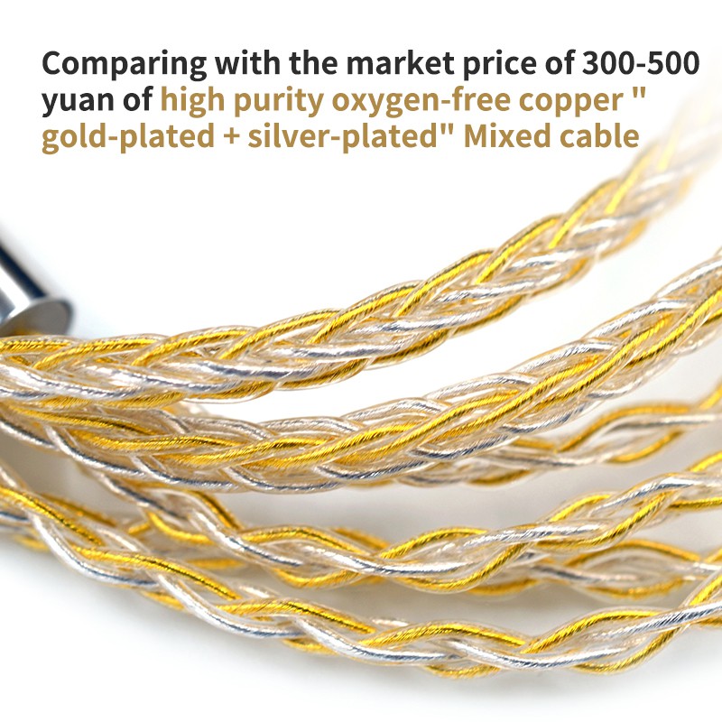 KZ Gold Silver Mixed Cable 200 Core Upgrade Cable 2PIN 0.75mmMMCX ...