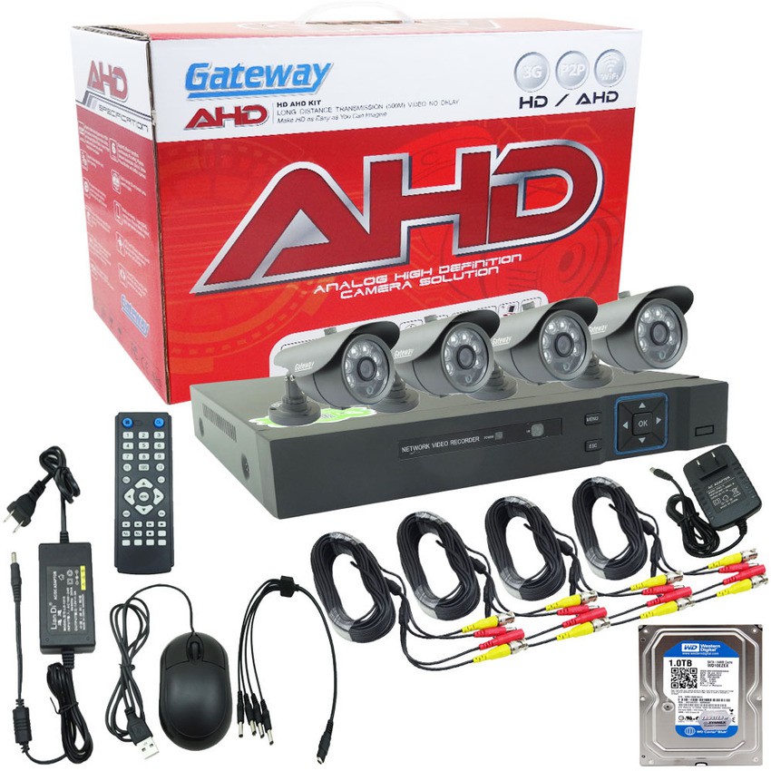 AHD CCTV ชุดกล้องวงจรปิด 4 กล้อง HD AHD KIT 1.3 Mp J-866 (Black)Free ...