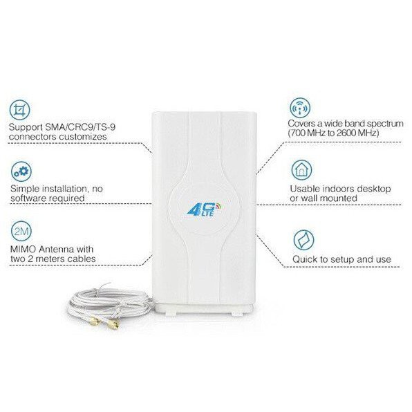7XYK 4G LTE MIMO Indoor Antenna SMA TS9 B310 B315 B525 B618 E8372 E5577 ...