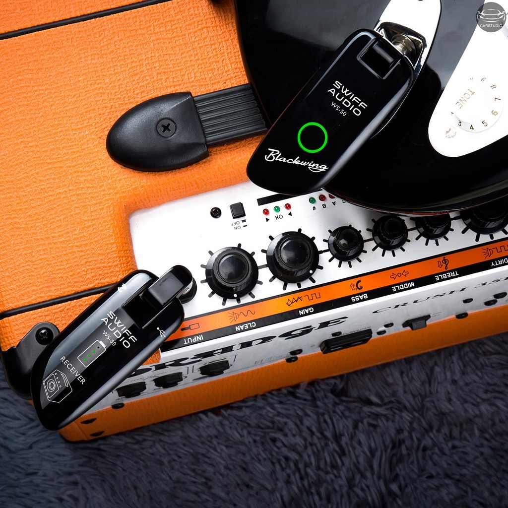 SWIFF WS50 UHF Wireless Guitar Transmitter Receiver System 50M Transmission Builtin Rechargeable ...