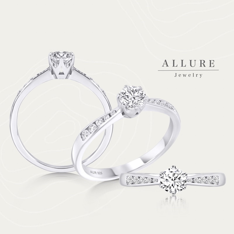 แถมฟรีกล่องจิวเวอร์รี่ แหวนเพชรเงินแท้ 925 ชุบเคลือบทองคำขาว รุ่น LANA ALLURE Jewelry AUR061 ...