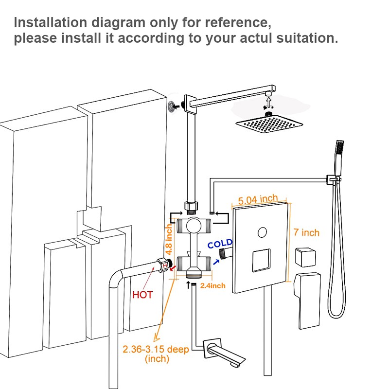 ก๊อกน้ำในครัวเรือน：Luxury Golden Shower Faucet Set Single Handle Rainfall Shower Head Brass Bath ...