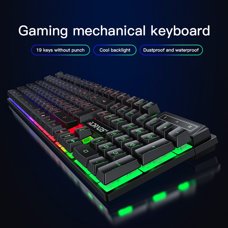 ๑K803 Gaming Keyboard 104 Key Rainbow Backlight USB Wired Mechanical ...