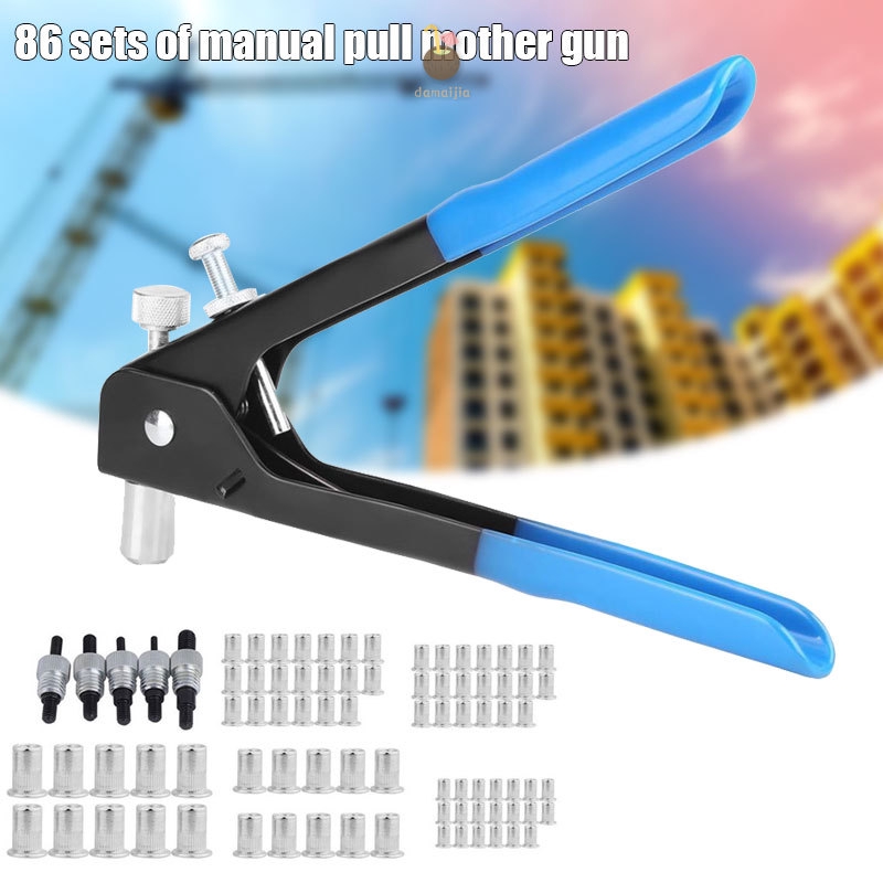 86PcsSet Blind Rivet Nut Threaded Insert Riveter Mandrels Hand Tools ...