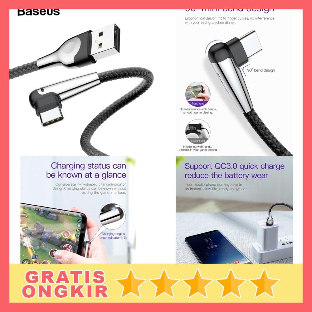 Baseus สายชาร์จ Usb Type C L Shape 2 เมตร - Catmvp-e01 - สีดํา xKLs | Shopee Thailand