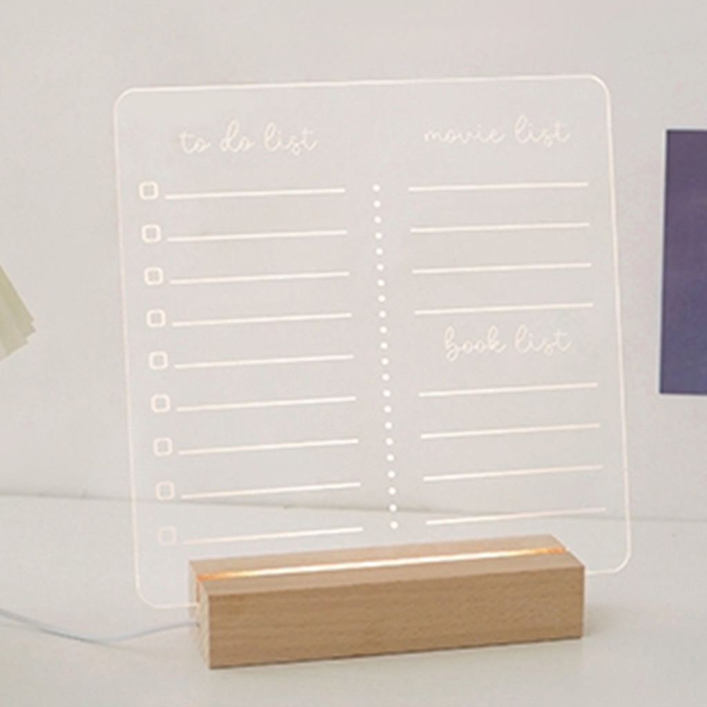 Acrylic Message Board Note Board LED Light Up Clear Writing Board ...