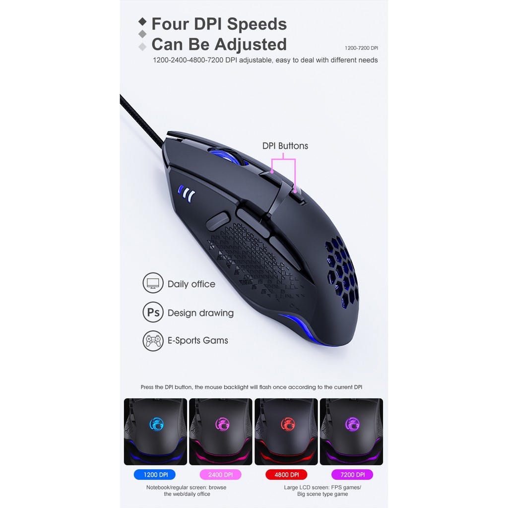 Imice T90 เมาส์สําหรับเล่นเกม - มาโคร 8d สามารถปรับได้ ...