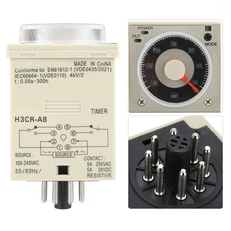 [Xiyijia] H3CR-A8 Delay Timer Relay 1.2S-300H Knob Control Time 8-Pin 100-240VAC 100-125VDC wKy0 ...