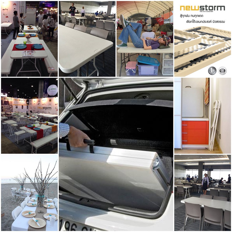 โต๊ะพับครึ่งอเนกประสงค์ ขนาด150cm มีหูหิ้ว (NST-150BF) Newstorm - nidabedding - ThaiPick