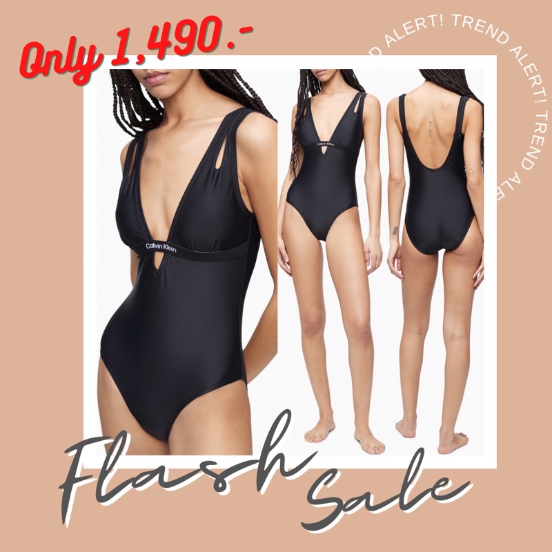 พร้อมส่ง แท้100 Calvin Klein Deep V Neck One Piece Swimsuit ชุดว่าย