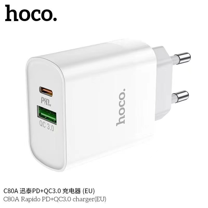 NEW Hoco C80A PDQC3.0 Charger 18W (EU)หัวชาร์จเร็ว Type-CUSB 18W ปลั๊ก ...