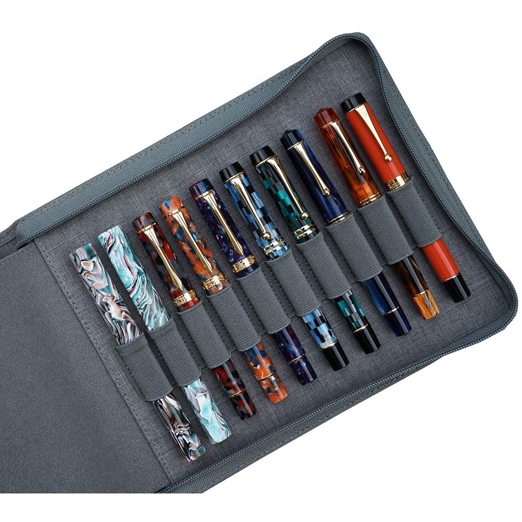 20 Slots Fountain Pen Case Gray Waterproof Canvas Pen Holder Display ...