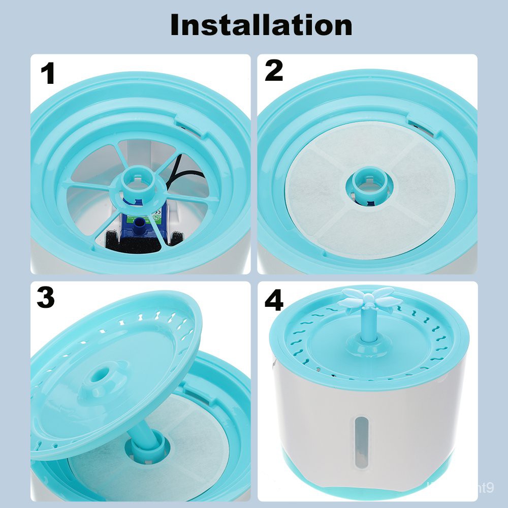 2600Ml สัตว์เลี้ยงไฟฟ้าน้ำตกเทียม W LED ไฟกลางคืนอัตโนมัติเครื่องจ่ายน้ำสำหรับแมวสุนัขสัตว์ ...