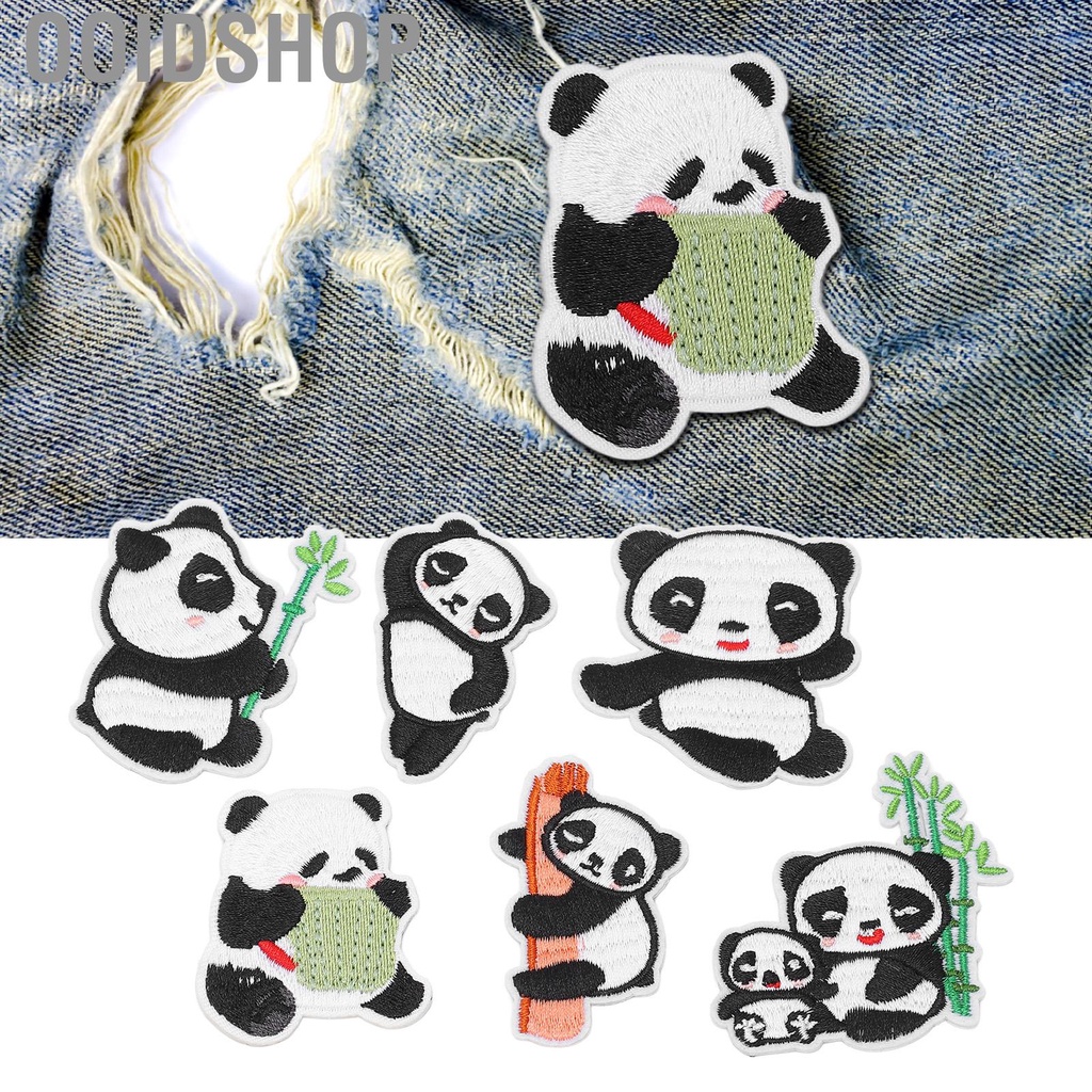 Ooidshop 6Pcs Panda Embroidery Patch Shading Blemishes Damage Iron On ...