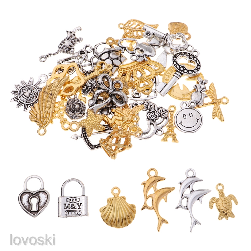 40x Vintage Mixed Alloy Charms Pendants DIY Jewelry Craft Making ...
