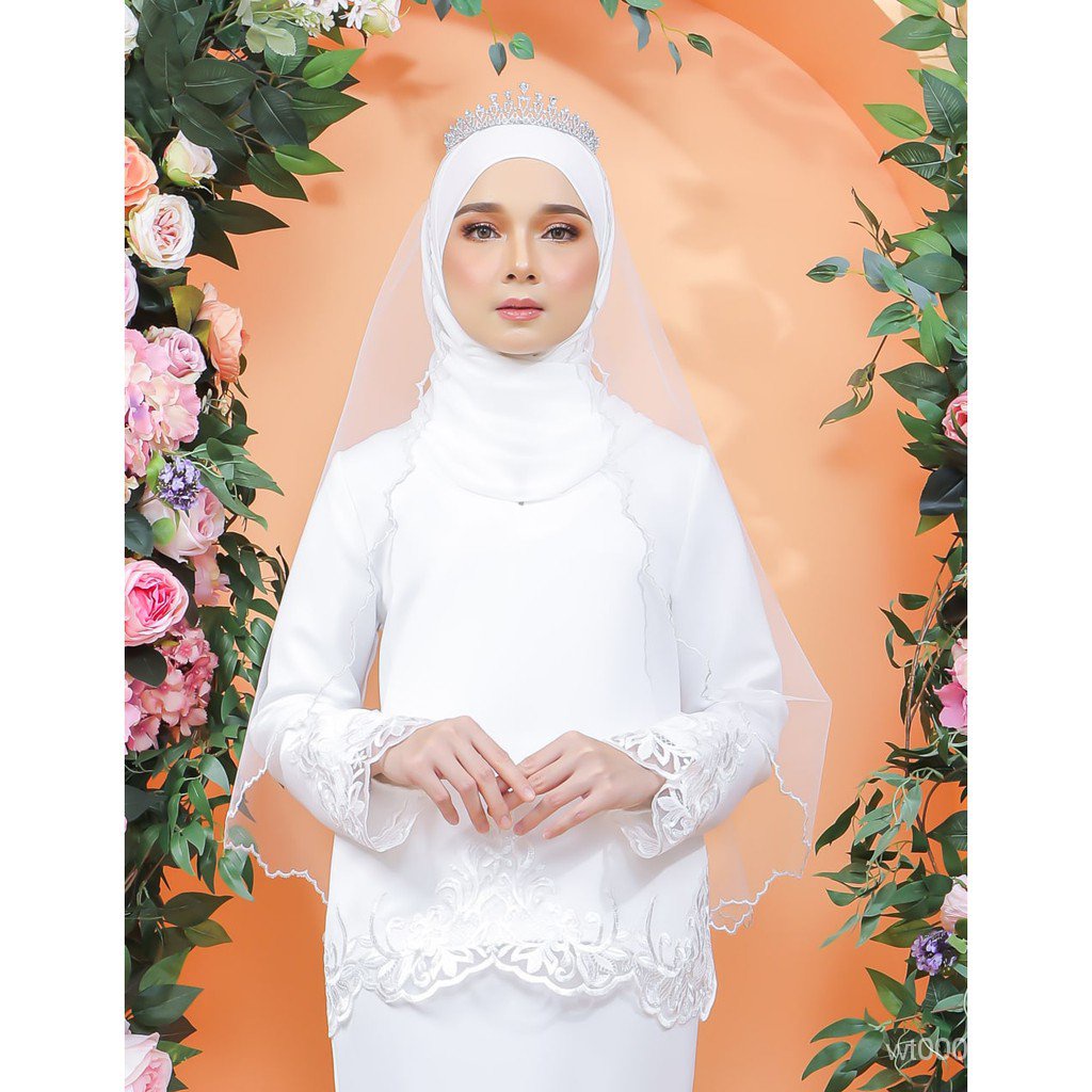 VEIL EMBROIDERY NET A06 (WHITE/OFF WHITE) / VEIL PENGANTIN/ VEIL TUNANG ...