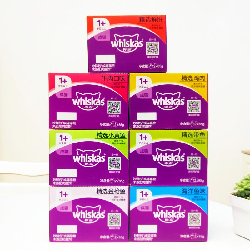 Wai Jia Miao Fresh แพ็คเกจ 2 กล่อง (24 ถุง) ขนมแมวหลากรส, อาหารเปียกแมว ...
