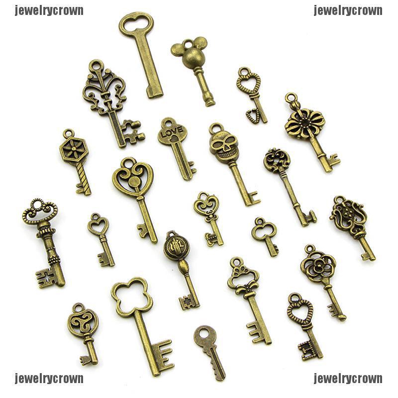Jeweლ 50PCS DIY Mixed Vintage Key Charms Pendant Steampunk Bronze ...