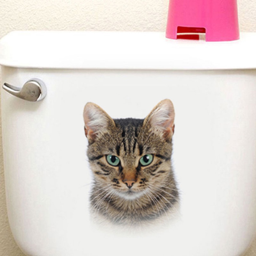 หนังสือการ์ตูนCute 3D Cat Toilet Sticker Bathroom Toilet Cover Sticker ...