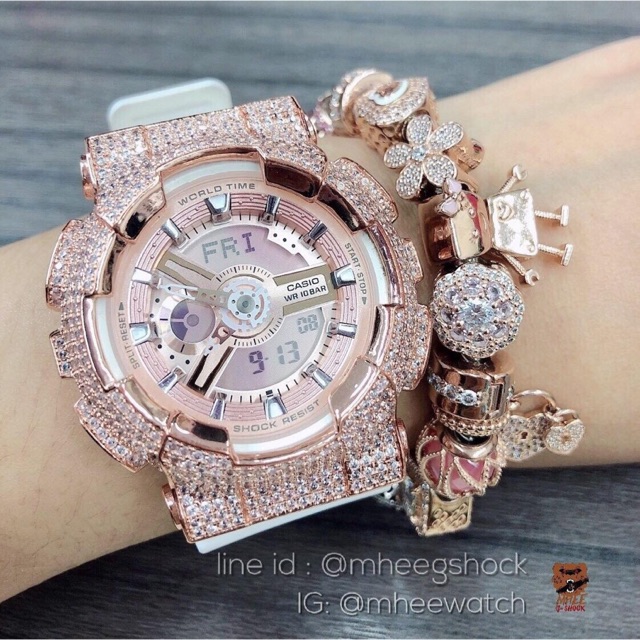Baby-G Bling Bling BA-110RG กรอบเพชร - mheewatchshop - ThaiPick