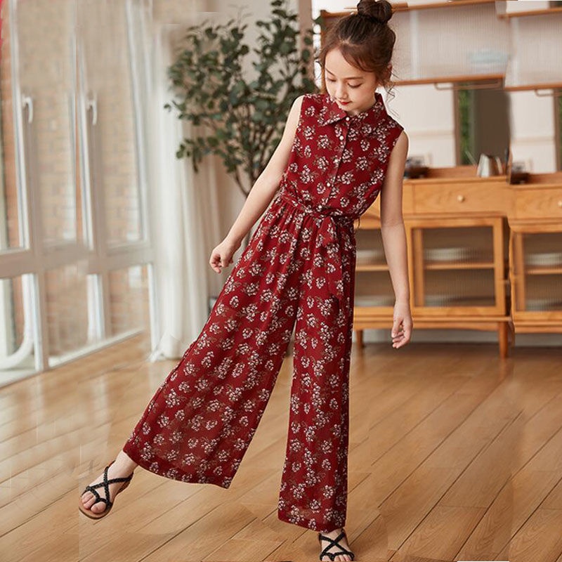 Girls Summer Suits New Style Childrens Western Style Childrens Wide-Leg ...