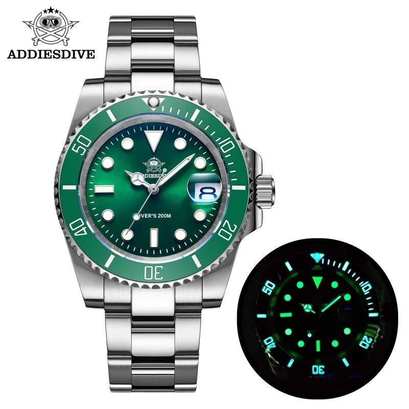 Addies Dive Watch 200m 2115 Quartz Watches Men C3 Super Luminous ...