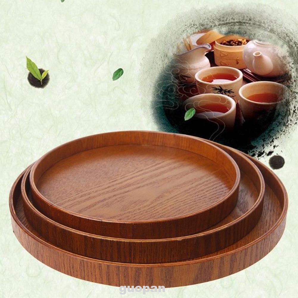 Tea Tray Round Natural Plate Fruit Bakery Serving Dishes Platter ...