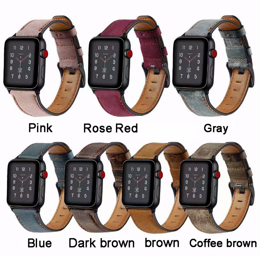 Genuine Leather Strap for Apple Watch Band 44mm 40mm 42mm 38mm High ...