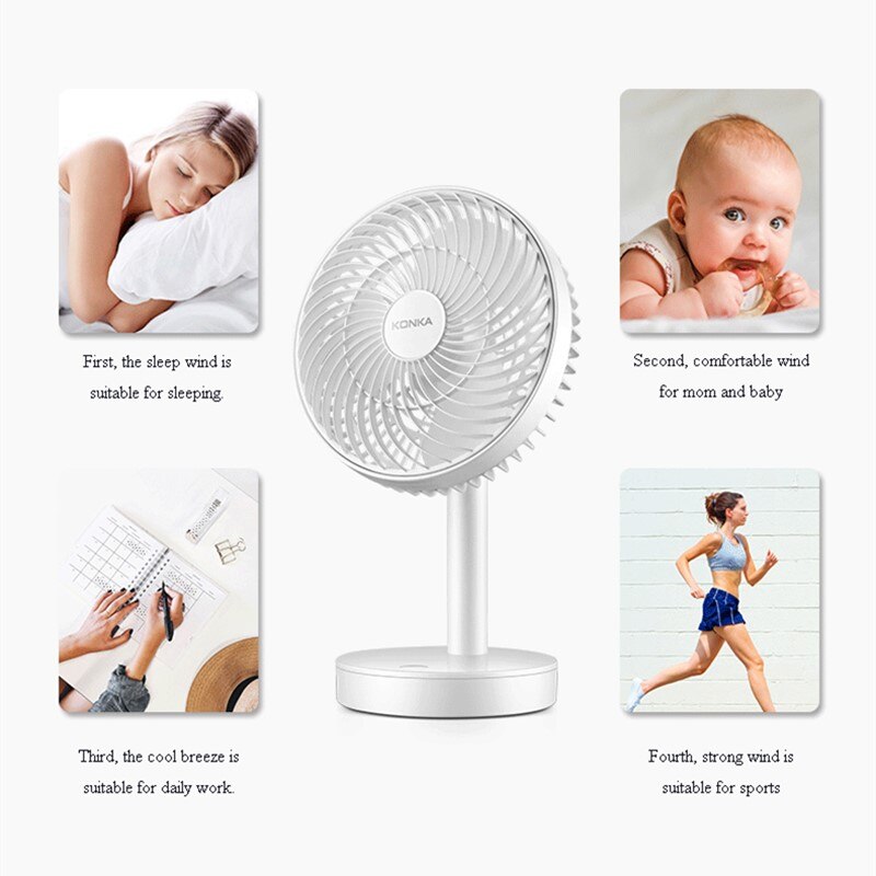 Please COD KONKA Table Fan Mini Portable USB Super Mute Laptop Cooler ...