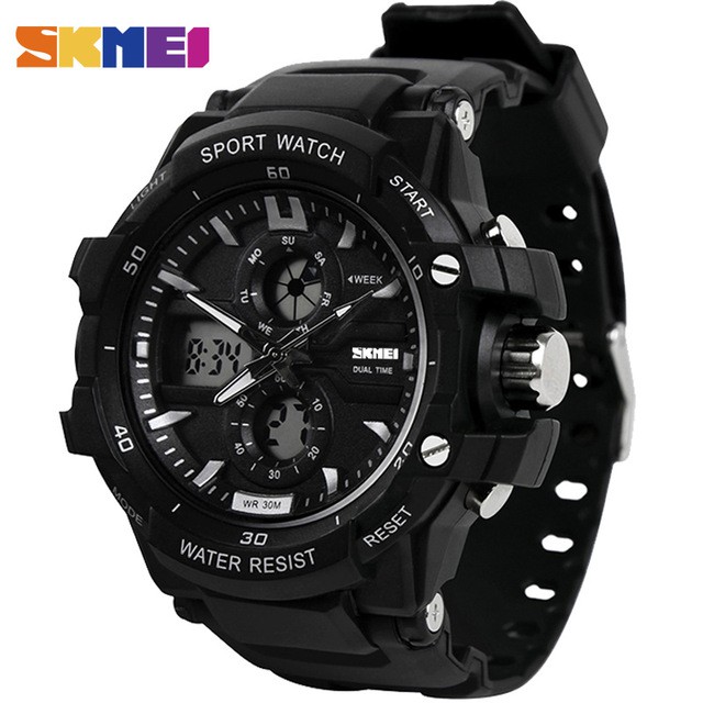 Skmei 0990 Led Backlight นาฬิกาข้อมือกันน้ําแบบ Dual Time - fvbcxz ...