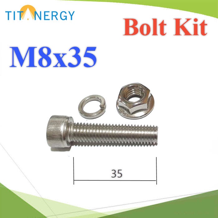 สกรูสเตนเลส M8 ยาว 35mm พร้อมแหวนสปริง และน็อต รุ่น TIT-M8x35-Bolt ...
