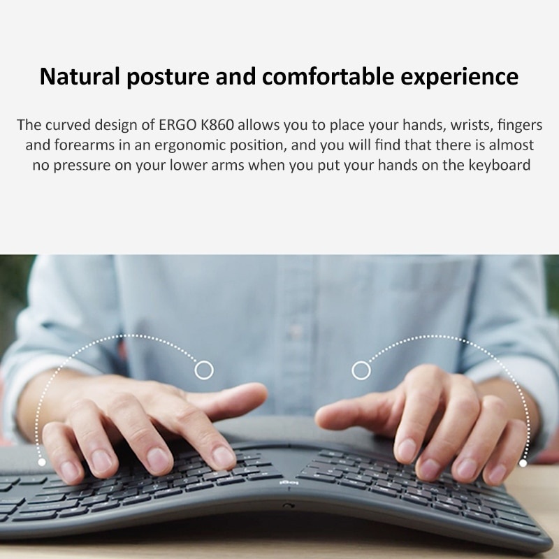 คีย์บอร์ด Logitech ERGO K860 2.4G Wireless Keyboard Bluetooth Dual Mode ...