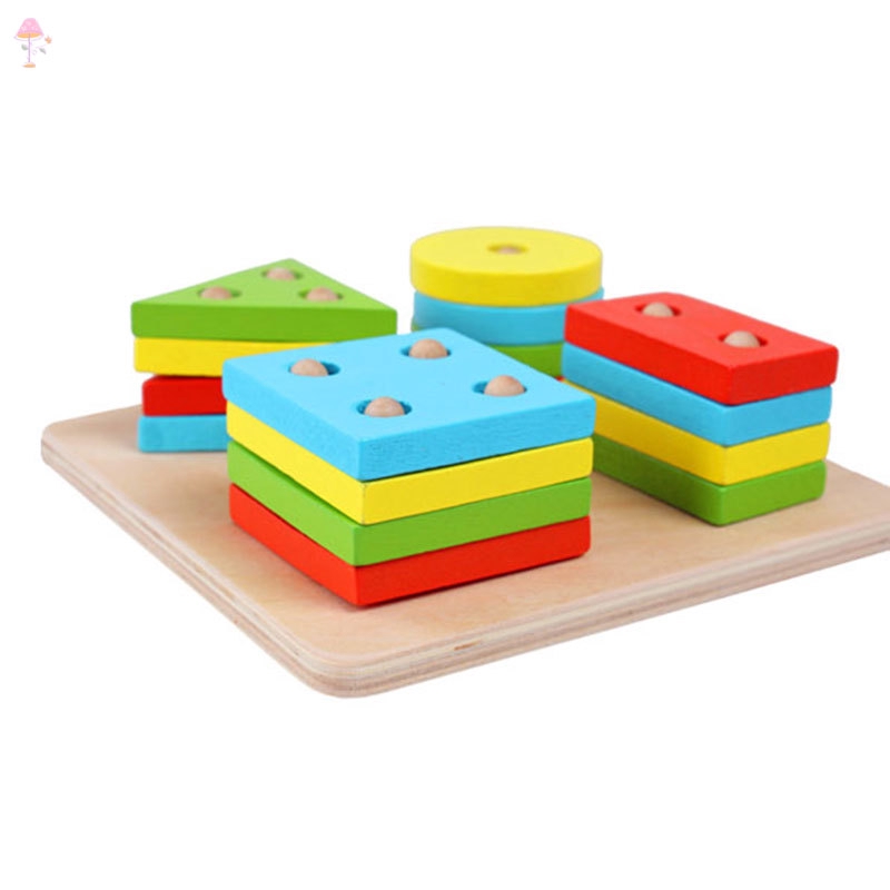 LC Educational Wooden Geometric Sorting Board Blocks Montessori Kids ...