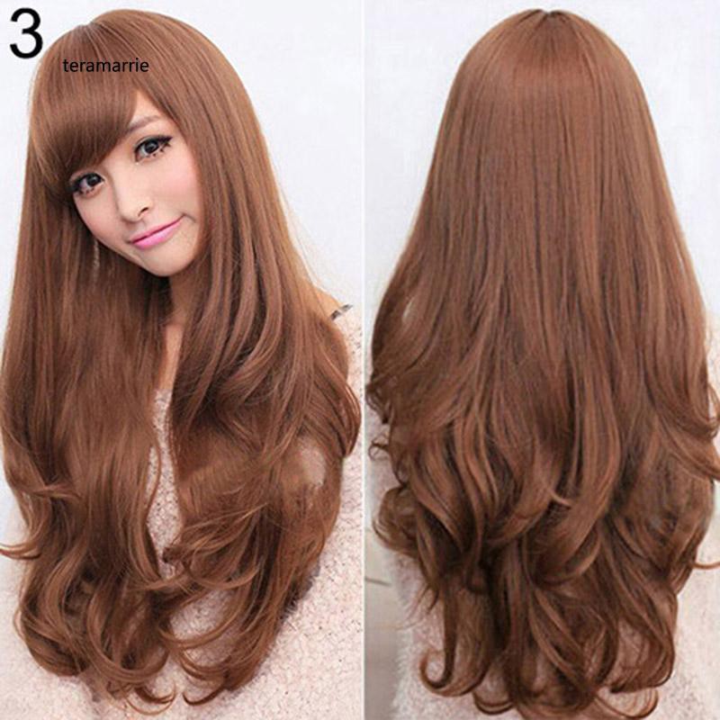 TMAR_Women Fashion Lolita Curly Wavy Long Full Wig Heat Resistant ...