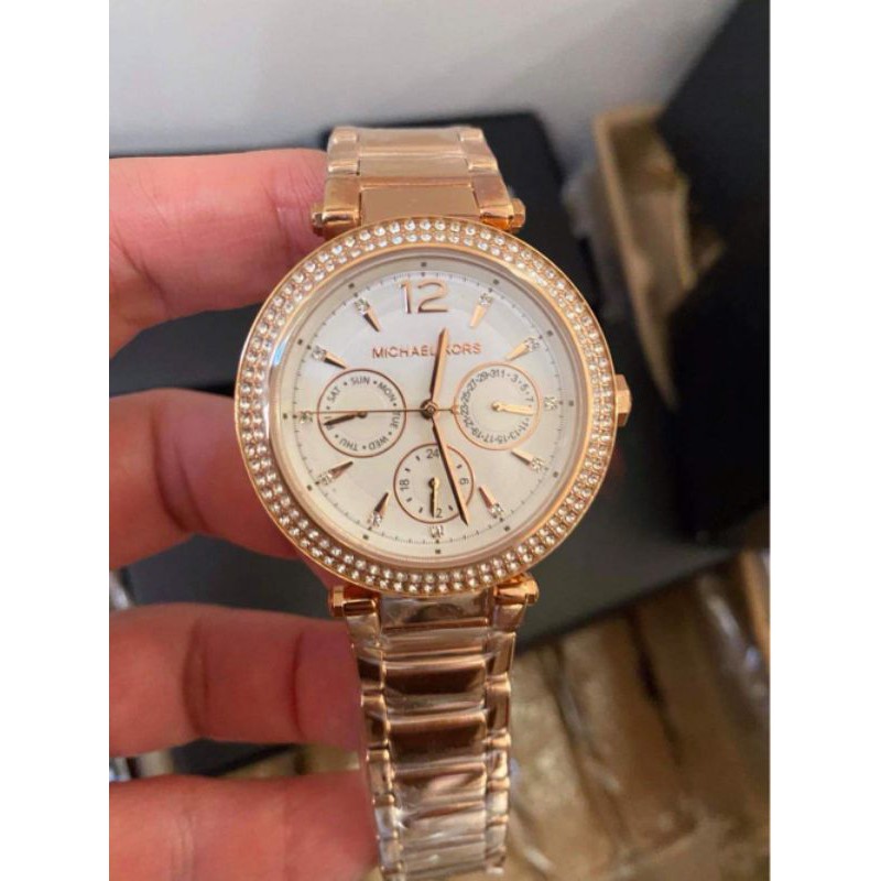 Original Michael Kors Men's Lexington Chrono Navy Dial Two tone Watch ...