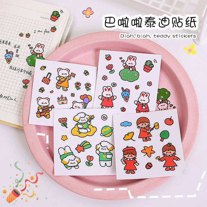 Cartoon teddy stickers cute ins wind decoration stickers student ...
