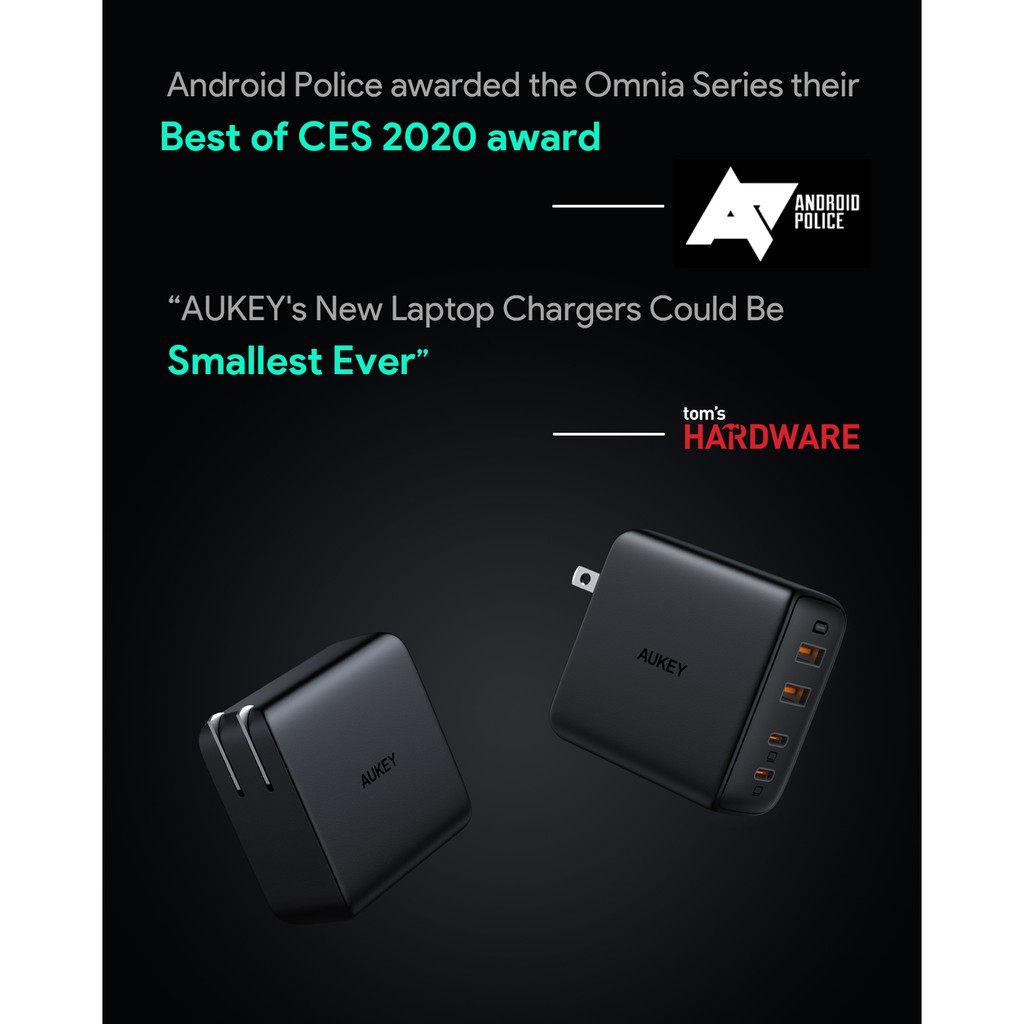 AUKEY PA-B7 Omnia 100W 4-Port USB C Charger PD Charger with GaNFast USB ...