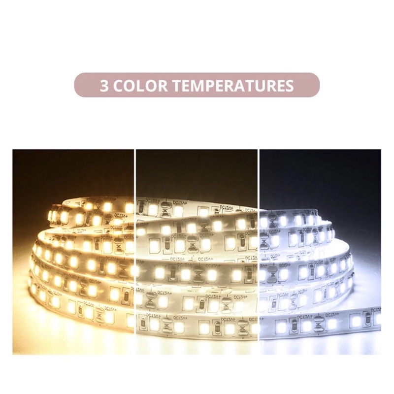ไฟเส้น สว่างมาก SMD 2835 LED Strip Light DC 12V 24V 5M 120/LEDs/m ความสว่างสูง มีสีขาว วอมไวท์ ...