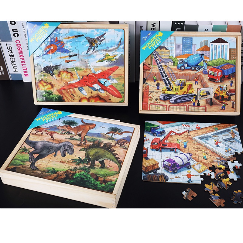 Factory Direct sales four-in-one wooden jigsaw puzzle dinosaur ...