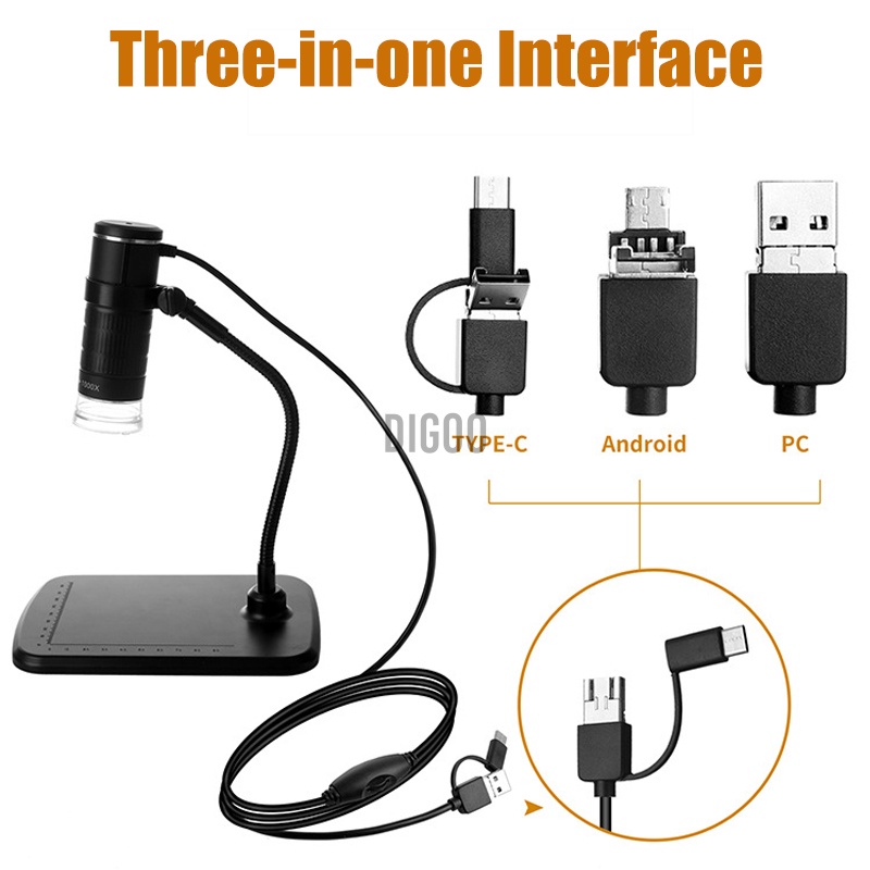 3-In-1 Handheld 1000X Magnifier USB Microscope 8Led Smart Touch Take ...