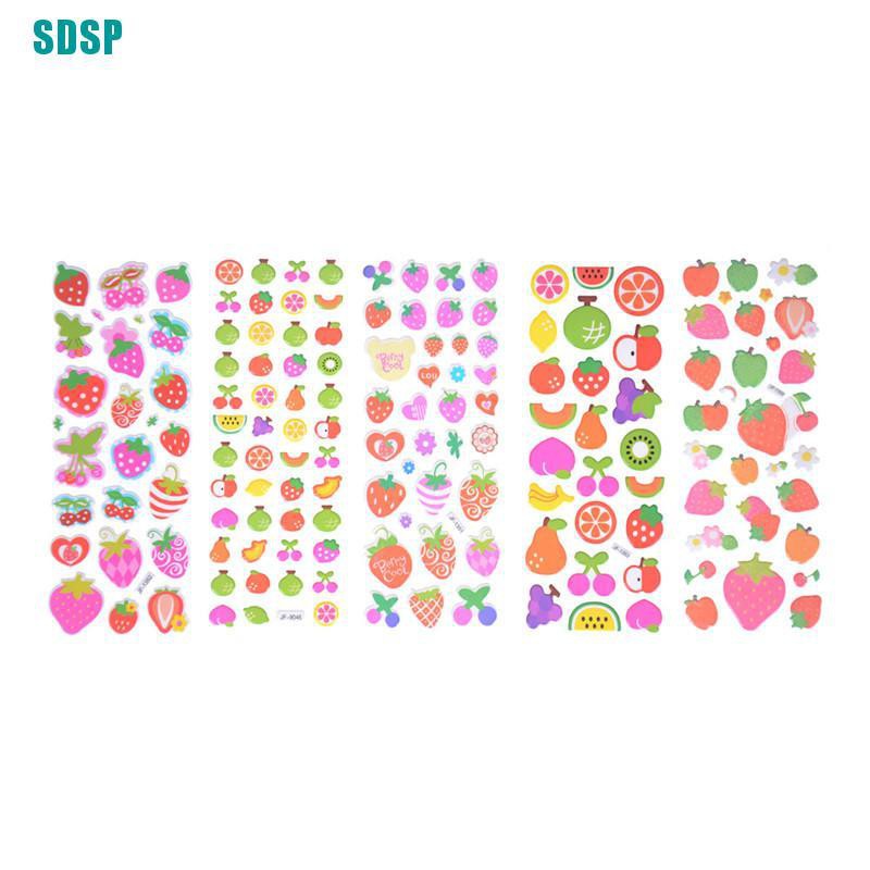 Sdspแผ่นฟองน้ําลายการ์ตูนผลไม้น่ารักสําหรับตกแต่งสมุด 5 แผ่น ...