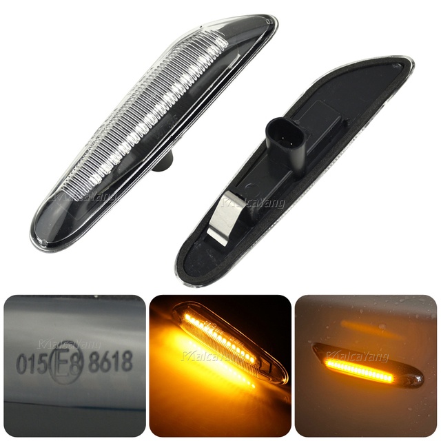 2x แบบไดนามิก LED Fender Light Side Marker สำหรับ BMW E60 E61 E90 E91 E87 E81 E83 E84 E88 E92 ...