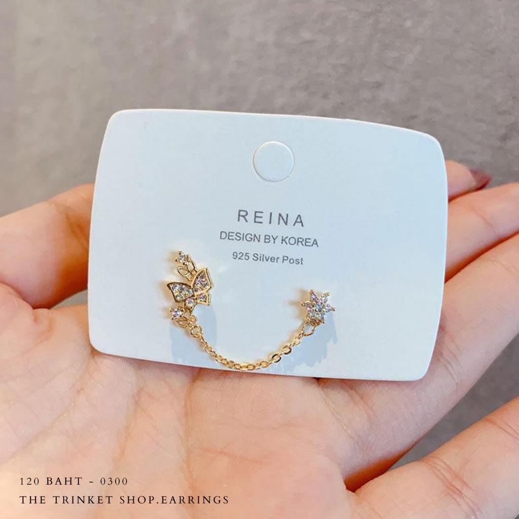 The Trinket shop.earrings - ต่างหูก้านเงินแท้ S92.5 (แบบเจาะ) - 0300 | Shopee Thailand