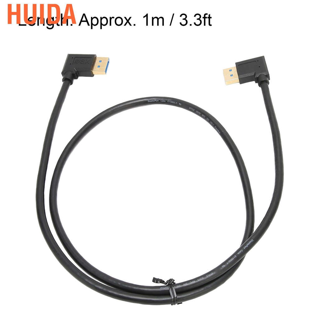 Huida 8K HD Displayport Cable DP1.4 90 Degree Right Angle DP Male To ...