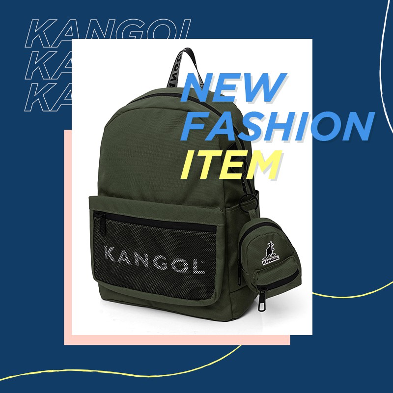 KANGOL Bag กระเป๋าเป้ backpack ผ้า canvas ใส่โน๊ตบุ๊คได้ สีดำ น้ำตาล ...