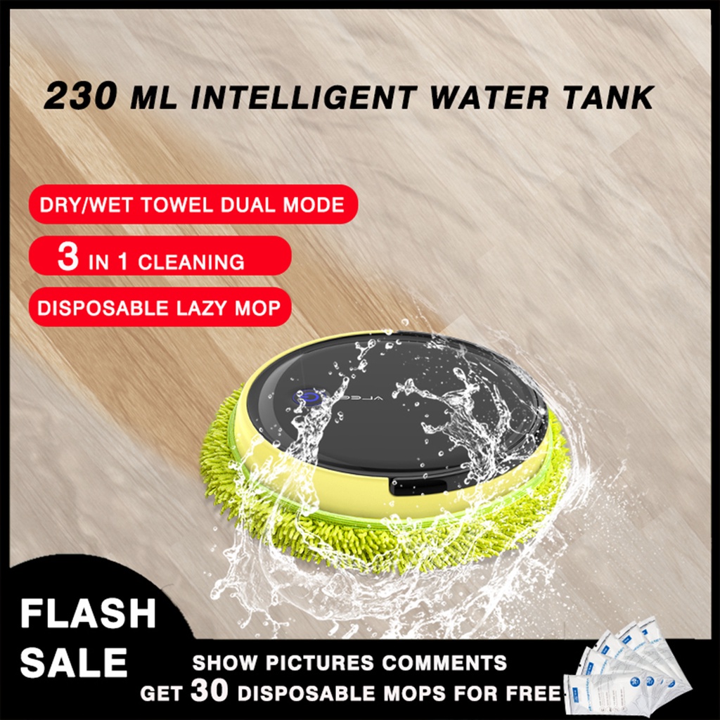 Mopping Robot Sweep No Vacuum Cleaner 4000mAh 230 ML Water Tank Dry and ...