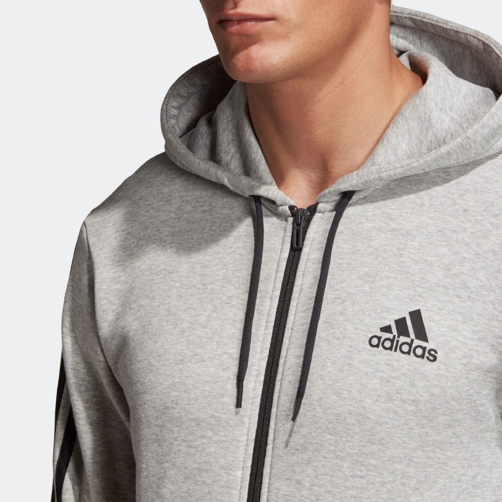 adidas เสื้อฮู้ดเฟรนช์เทอร์รีย์ Must Haves 3-Stripes ผู้ชาย สีเทา ...