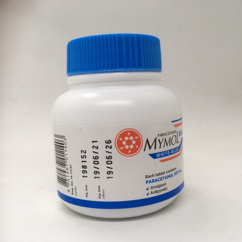 ((ส่งจากร้านยา))((1กระปุก ))((หมดอายุ2027))พาราฟ้า ขาว Mymol 500 mg ...