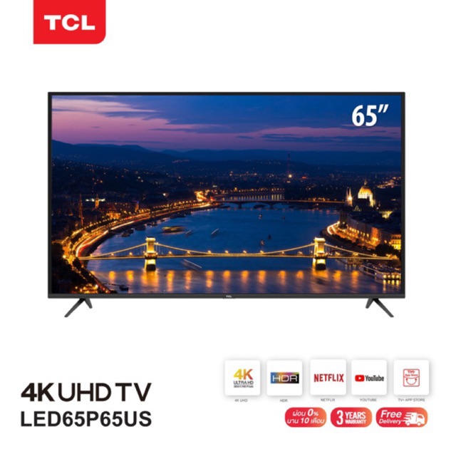 TCL LED65P65US ทีวี 65 นิ้ว LED 4K UHD Wifi internet Smart TV -HDMI-USB ...