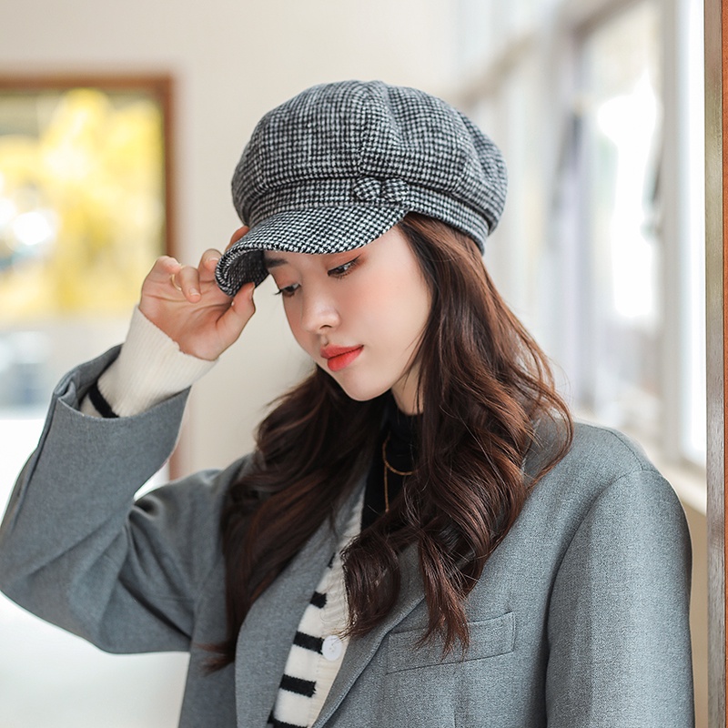Newsboy Cap Plaid Octagonal Hats For Women Men Classic Vintage Beret ...